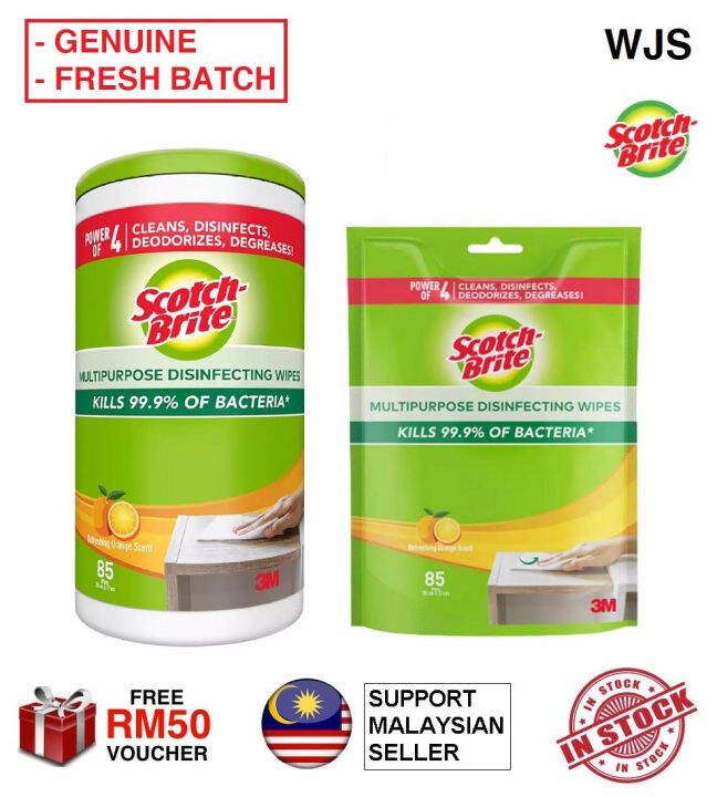(FRESH BATCH) WJS 3M Scotch Brite Disinfecting Wipes ScotchBrite Scotch ...