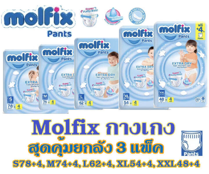 โมลฟิกซ์ Molfix ExtraDry Mofix เอ็กซ์ตร้าดราย ผ้าอ้อมเด็กแบบกางเกงโมล ...