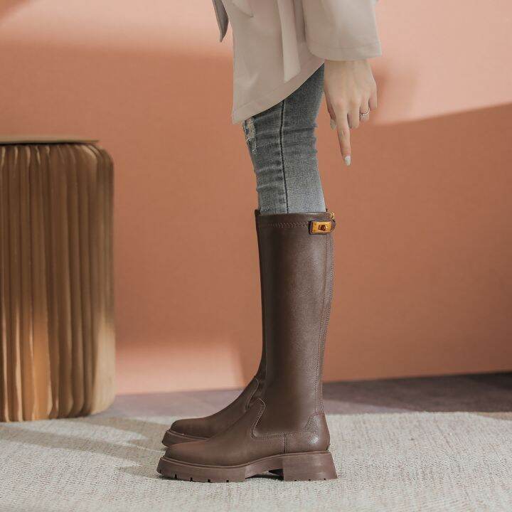 ☃ Uncle six o'clock 2023 long boots small but knee female knight with ...