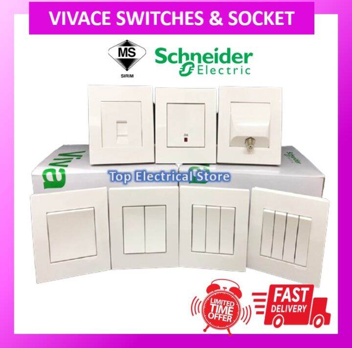 SCHNEIDER VIVACE SWITCHES SOCKETS WHITE ORIGINAL SIRIM HEATER 1G/2G/3G ...