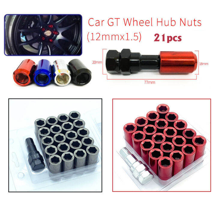 Car GT Wheel Hub Nuts (12mmx1.5) 20 Nuts+1 Hex Allen Key Lugnuts Wheel ...