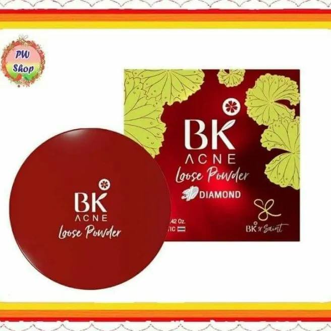 แป้งพัฟตลับสีแดง เบอ 01 BK Acne Shimmer matt 3D Diamond Powder แป้งบีเค ...