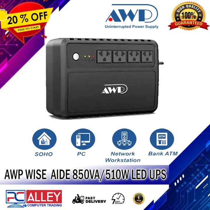 AWP WISE AIDE 850VA/510W LED UPS DIGITAL CONTROL AND FREQUENCY RANGE ...