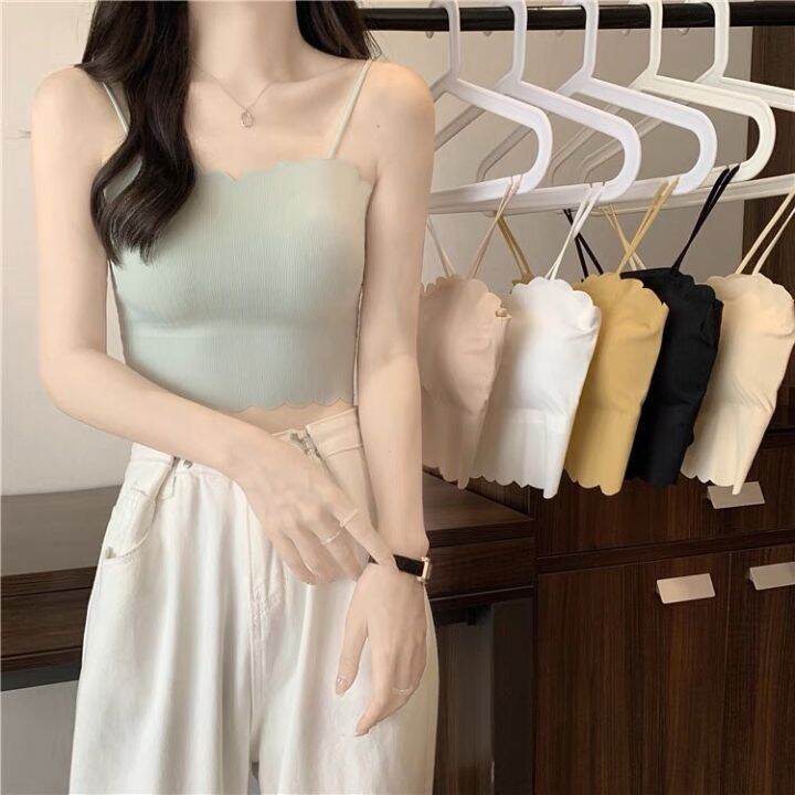 บราสายเดี่ยวไร้ขอบ BRA50 บราไร้ขอบ สายเดี่ยว มีฟอง ขอบหยัก ทรงสวย ผ้าย ...