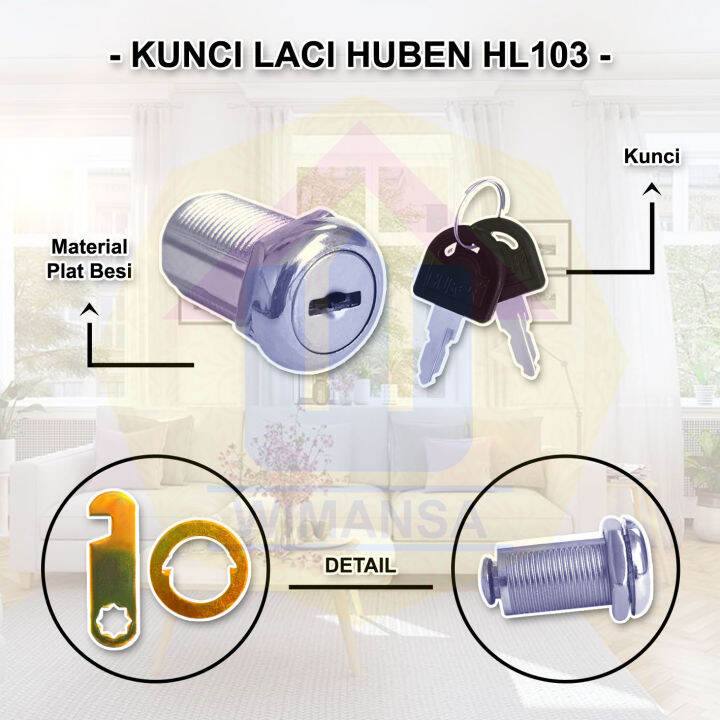 WMS-KUNCI LACI HUBEN HL-103 - KUNCI LEMARI | Lazada Indonesia