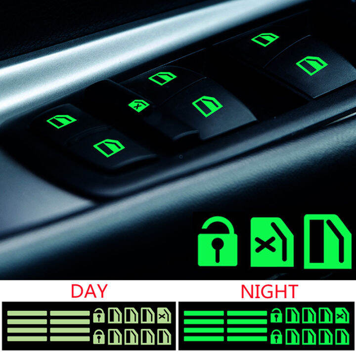 Car Door Window Button Luminous Sticker Control Pane Switch Sticker ...