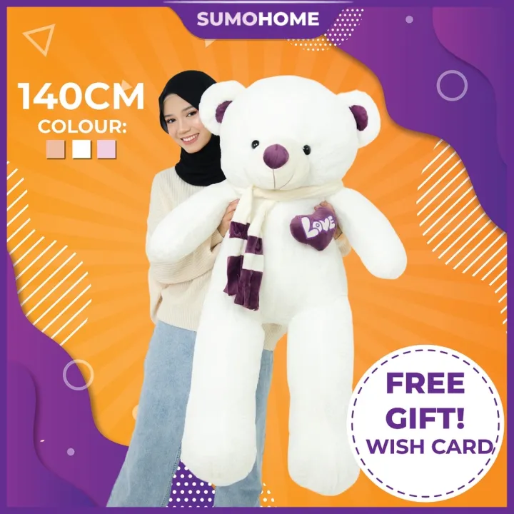 I LOVE YOU 140cm Teddy Bear Besar Plushie Toys Happy Birthday Gift Anak ...