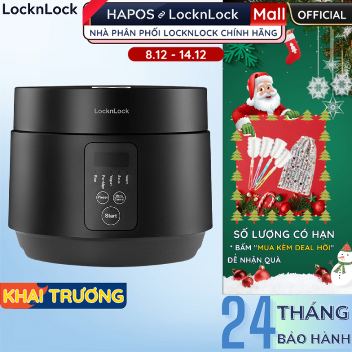 Nồi cơm điện LocknLock Compact Rice Cooker 1.2L EJR346BLK 500W chống ...