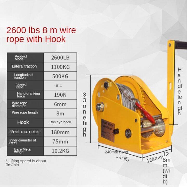 Self-locking hand-cranked winch, hand-cranked winch with automatic ...