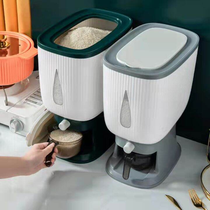 J and A Automatic Rice Dispenser Plastic Storage Box With Measuring Cup ...