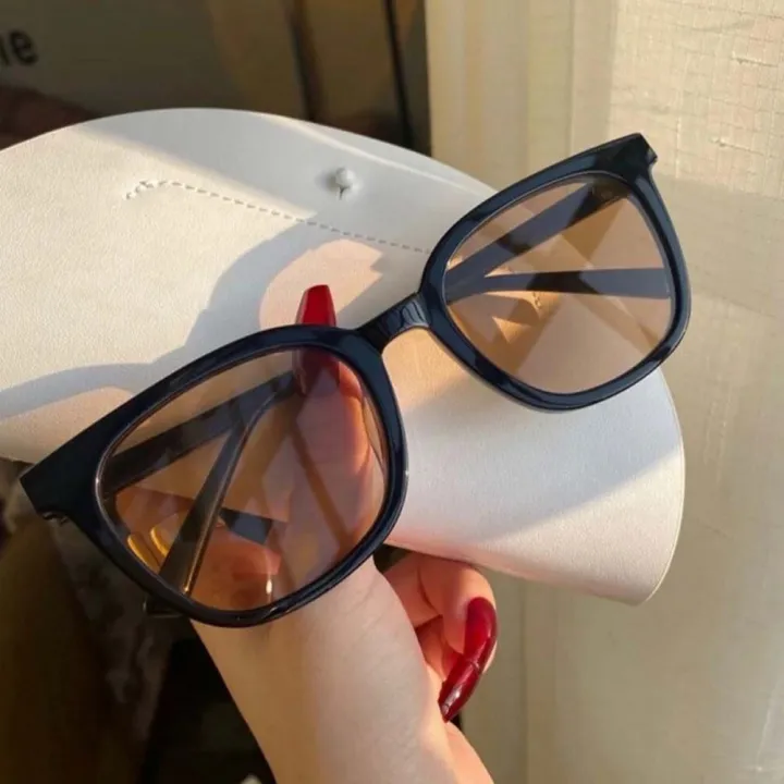 MARGOTA นักออกแบบแบรนด์ ย้อนยุค สีดำ อินเทรนด์ เลนส์สีชา กรอบกลม แว่นตา ...