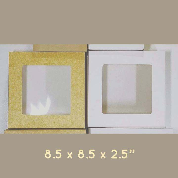 8x8x2 Pastry Box with Window / Kraft Brown / White (Actual Size 8.5x8 ...