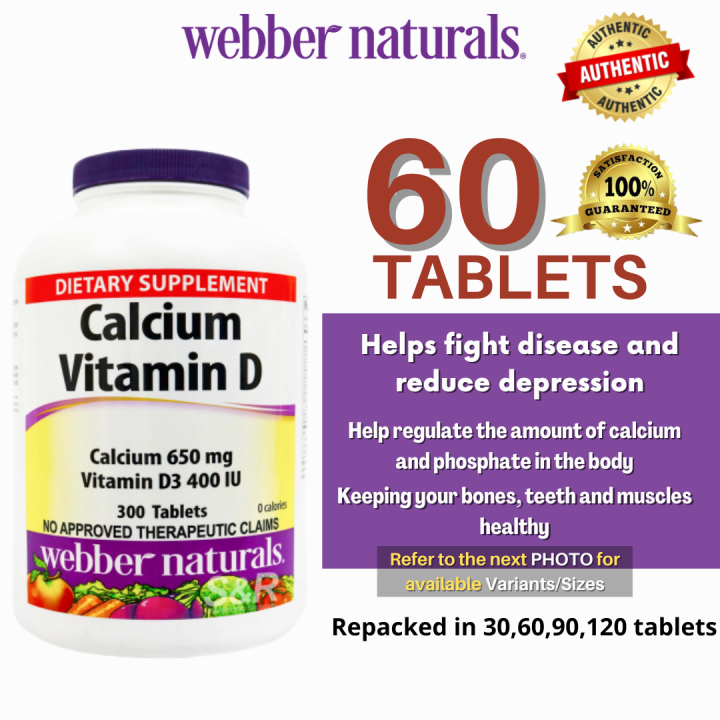 60 Tablets- Webber Naturals Calcium 650mg Vitamin D3 400 IU | Lazada PH