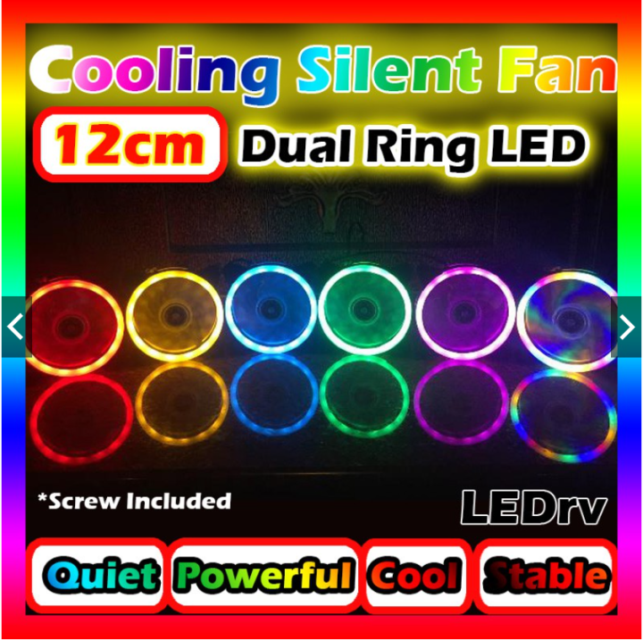 RGB Fan Dual Ring LED 12cm pc fan 120mm pc cooling fan rainbow rgb fan ...