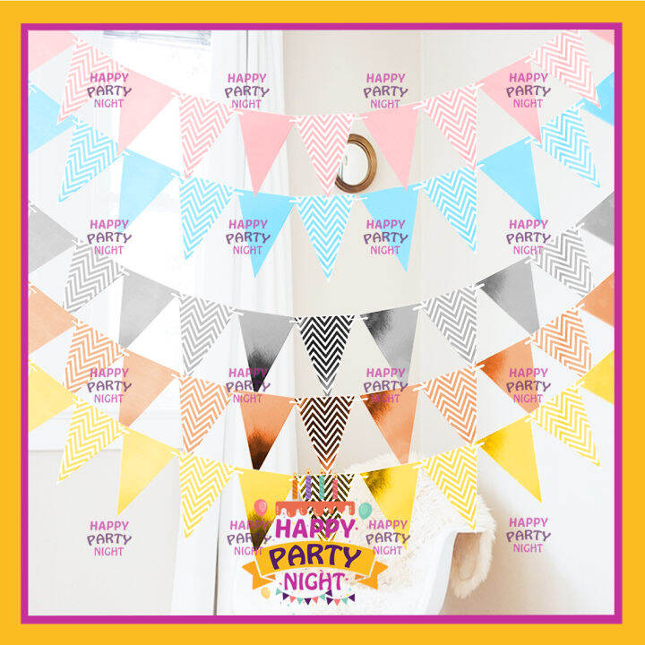 Happy Party Night Party Flag Banderitas Hanging Paper Banner Hbd Flag ...