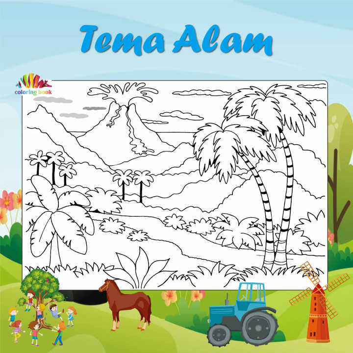 KERTAS MEWARNAI / COLORING / KERTAS GAMBAR / Alam | Lazada Indonesia