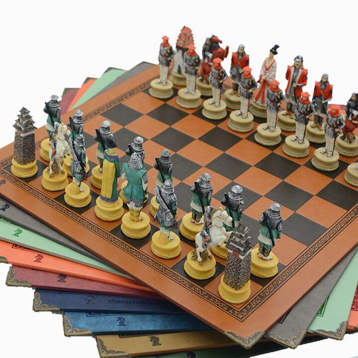 Japanese Samurai Character Themed Resin Chess With Leather Checkerboard ...
