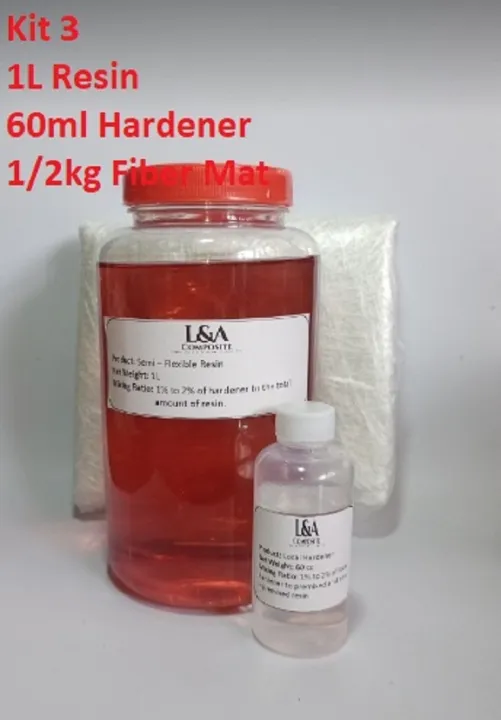 FIBERGLASS PREMIX 1L (H) VARATION KITS 2- KIT 12 (1L RESIN, 60ML HARDENER, 1/2KG CSM/WRC AND ...
