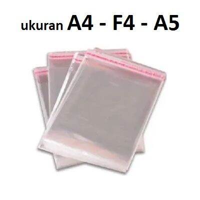 Plastik untuk kertas A4 A5 F4 ada lem model OPP 1 pack (100 lembar) tipe ukuran 21.5 x 30 cm ...