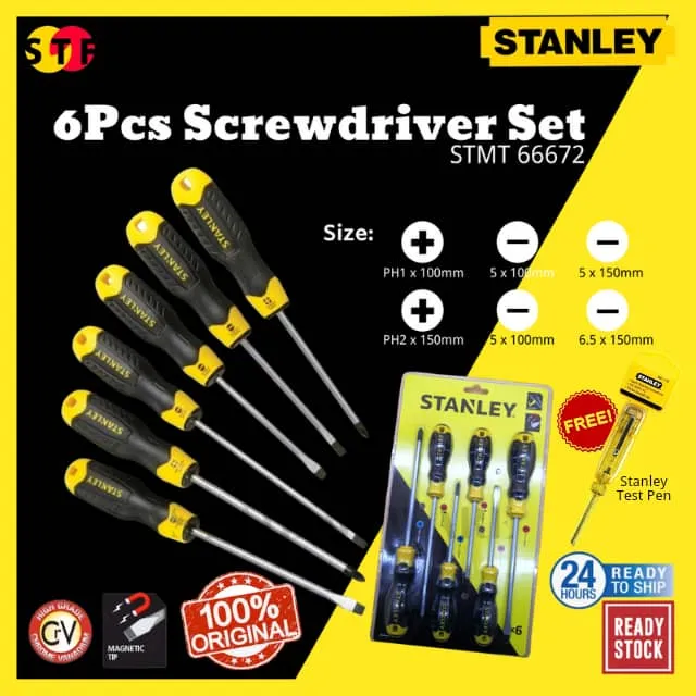 Stanley 6pcs Cushion Grip Screwdriver Set STMT66672 + FOC Stanley Test ...