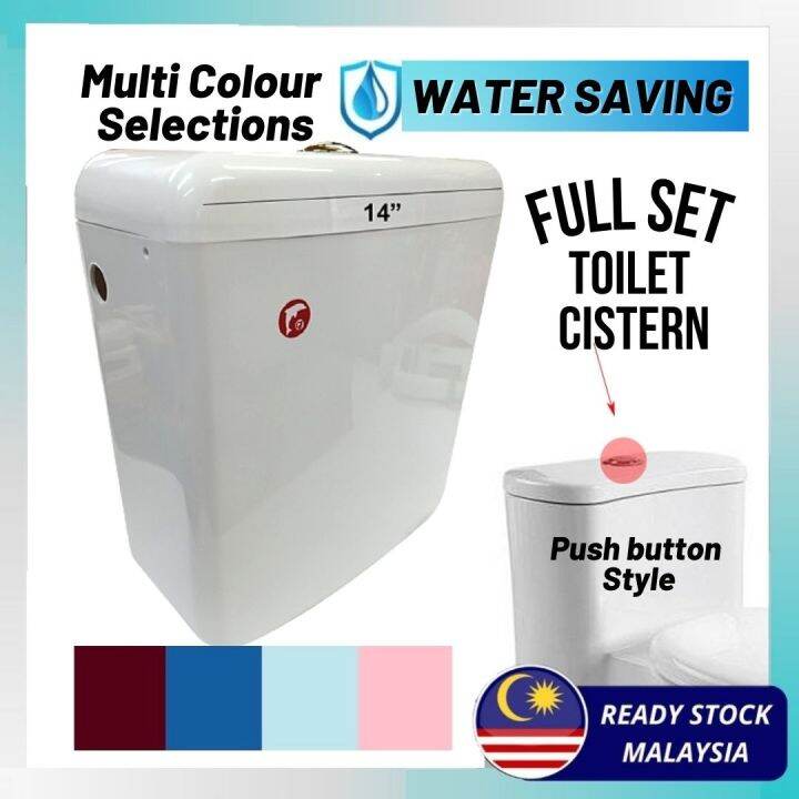 Full Set CJ Plastic Cistern Toilet Water Tank Low Level Push Button ...