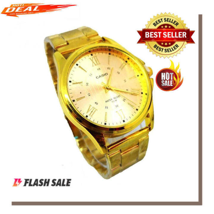 Casio Roman Numeral KP Automatic Hand Movement All Gold Stainless Steel ...