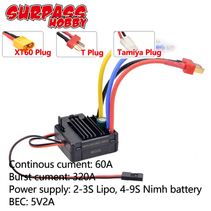 SURPASS HOBBY ESC 60A ESC Brushed Electronic Speed Controller 540 550 ...