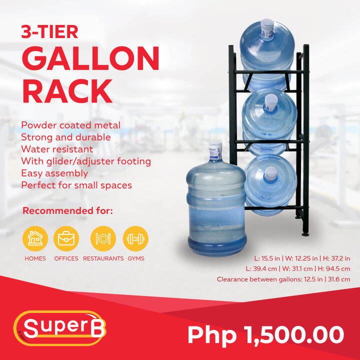 3-Tier Gallon Rack Black | Lazada PH