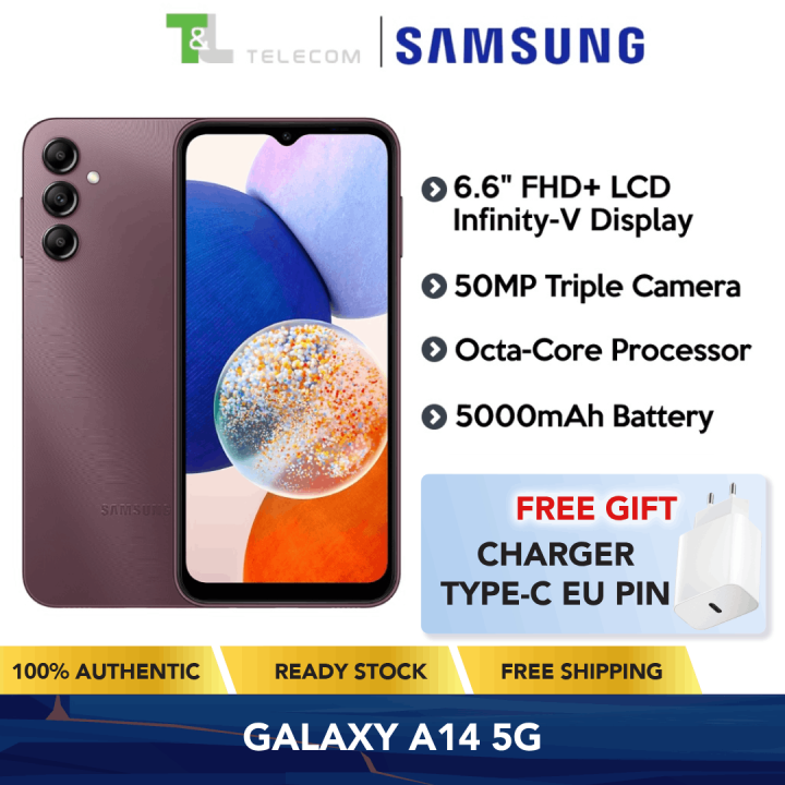 [FREE CHARGER ADAPTER TYPE C] Samsung Galaxy A14 5G 4GB + 128GB Dual ...