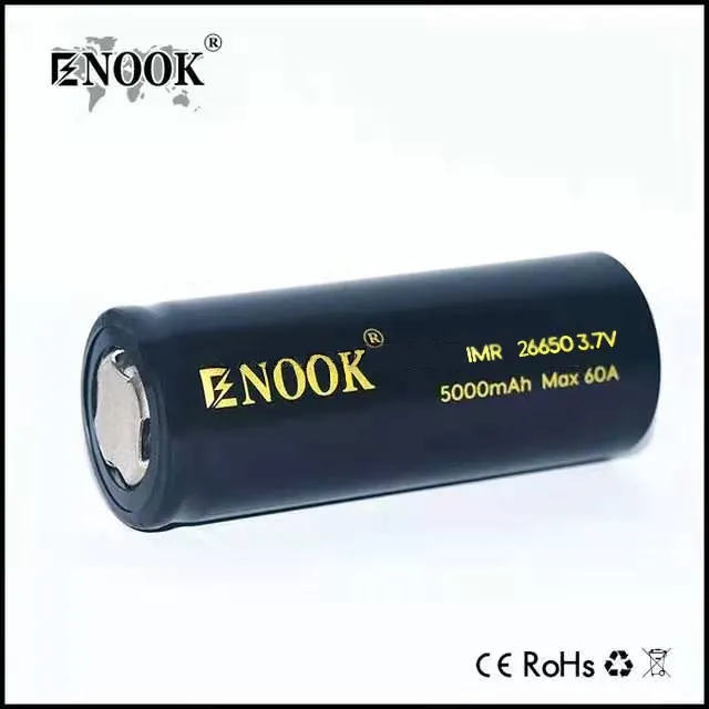 Authentic 1 PC Enook Battery 26650 5000mAh 60A Black Rechargeable ...