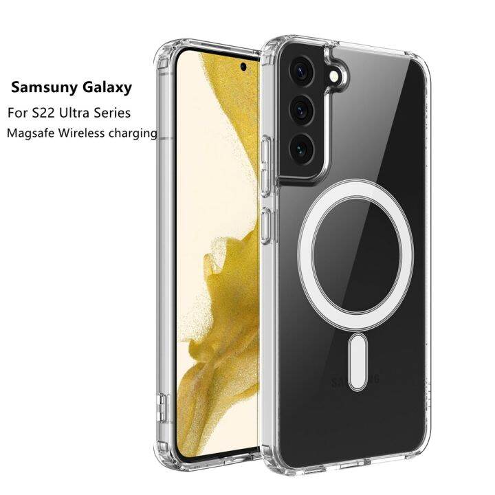 Magsafe Magnetic Transparent Protection Case for Samsung Galaxy S22 S21 Ultra Plus Funda ...