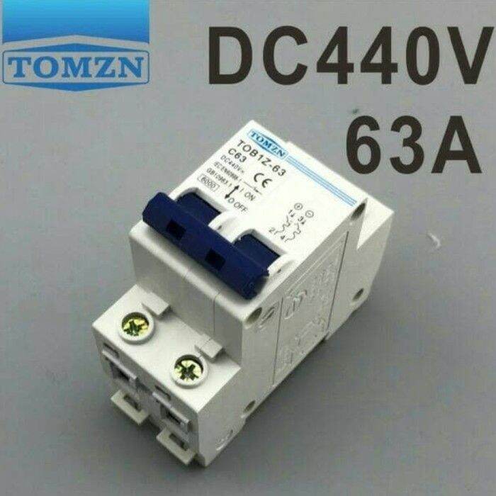 MCB DC TOMZN C63 63A 440V 2P Curcuit Breaker Panel Surya PV PLTS ...
