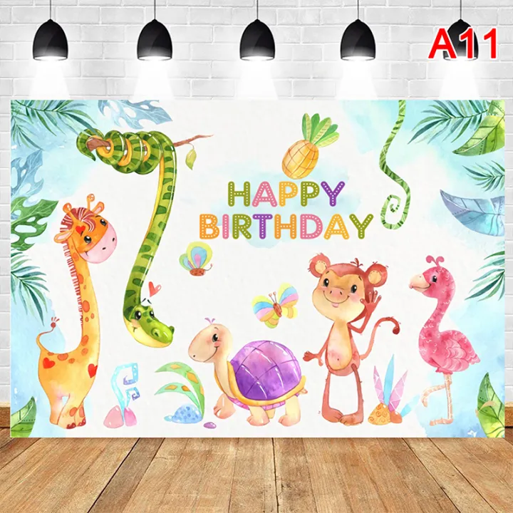 LEI Dinosaur Birthday Party Photography Backdrop Jungle Tropical Palms ...