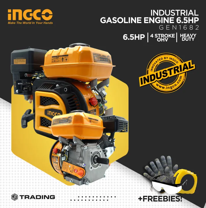 INGCO Original Industrial Gasoline Engine 6.5HP GEN1682 +FREEBIES ...