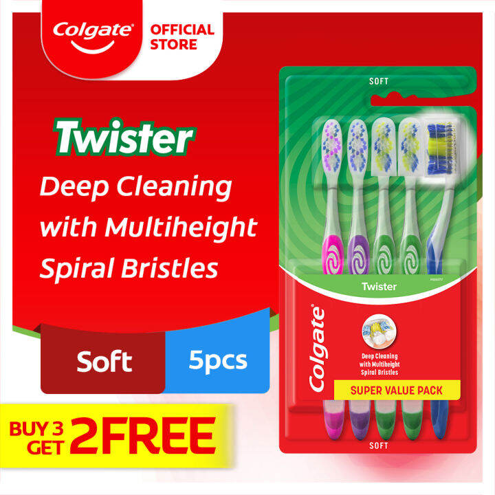 Colgate Twister Fresh Toothbrush with Cap - Buy 3 Get 2 FREE Multipack ...