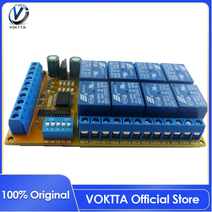 Original VOKTTA 8ch DC 5V 12V 24V DIP Switch Delay Relay Module Flip-Flop Latch Bistable Self ...