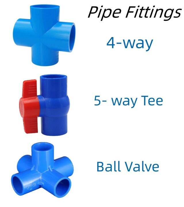 TOLO PVC Blue Pipe Fittings Connector 4-way | 5- way Tee | ball valve 20mm/25mm/32mm | Lazada PH