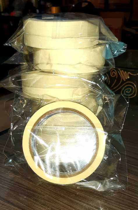 lakban kertas(masking tape) kuning dan putih 5 mm x 21 m (isi 6 pcs ...