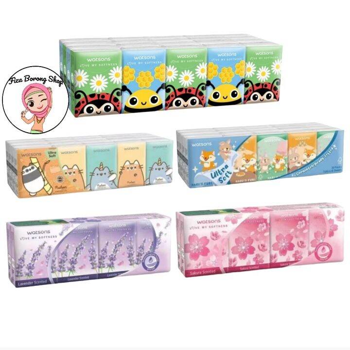 Watsons Pusheen the Cat Mini Hankies /Sakuar/Lavender Pocket Tissues ...