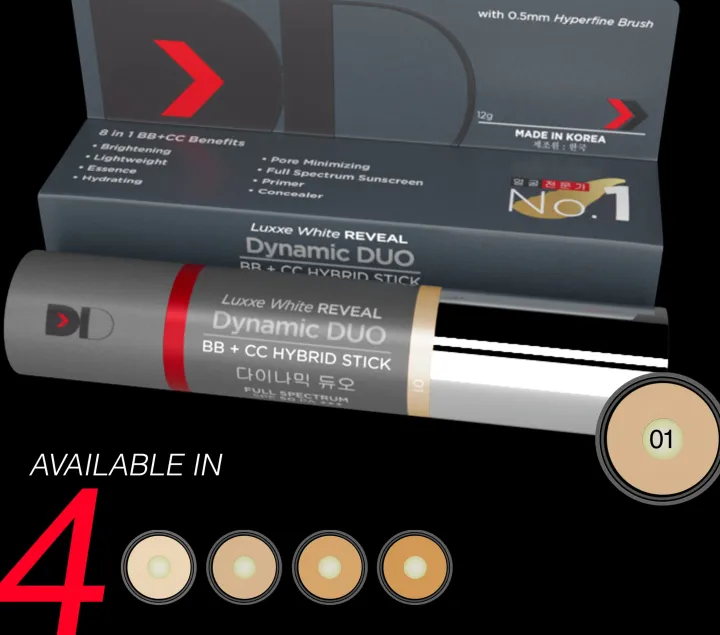 Luxxe Reveal Dynamic DUO BB+CC Hybrid Stick SPF50 DDSTICK shades num 01 ...