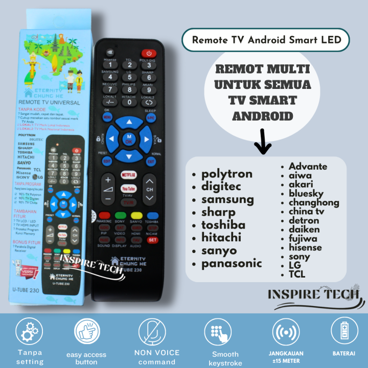 Remote TV Multi Universal untuk berbagai merk TV Android SMART TV LCD ...