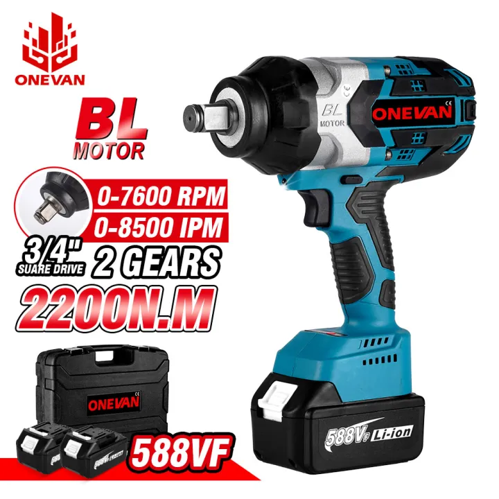 ONEVAN 2200NM High Torque Brushless Electric Wrench 3/4 Inch Cordless ...