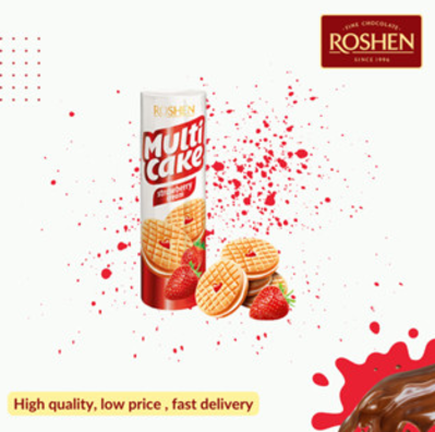 Roshen Biscuit Multicake strawberry cream 180g | Lazada