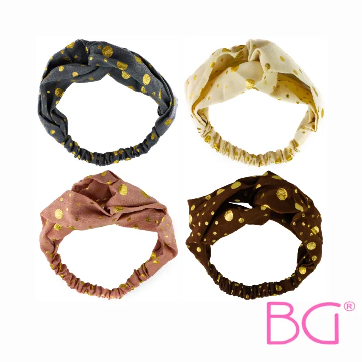 BROADWAY GEMS Hair Turban Overlap with Golden Polka dots (TU30926-7 ...