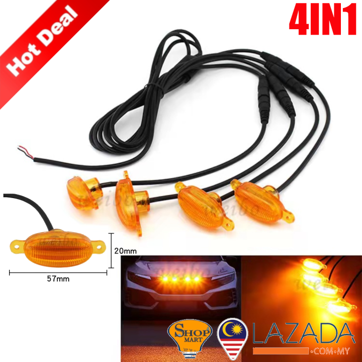 4pcs Car Led Light Front Grille Decoration DRL Daytime Daylight Led ...
