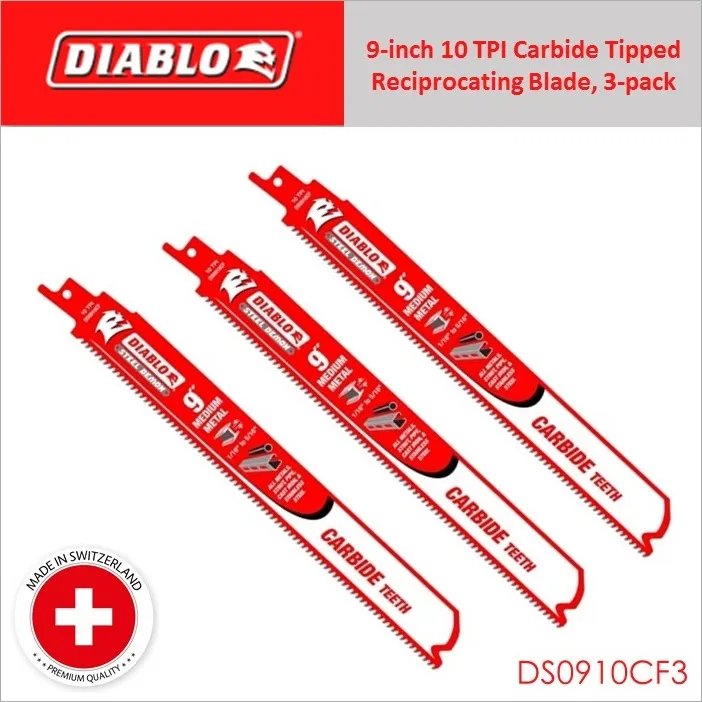 Freud DS0910CF3 Diablo 9-inch 10 TPI Carbide Tipped Reciprocating Blade ...