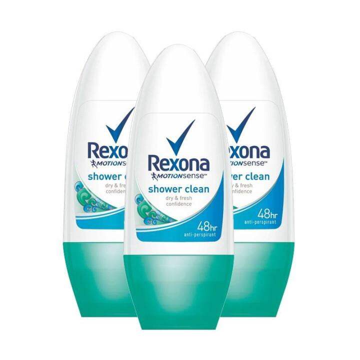 เรโซน่า โรลออน ชาวเวอร์คลีน สีเขียว ขนาด 50ml ยกแพ็ค 3ขวด REXONA SHOWER ...