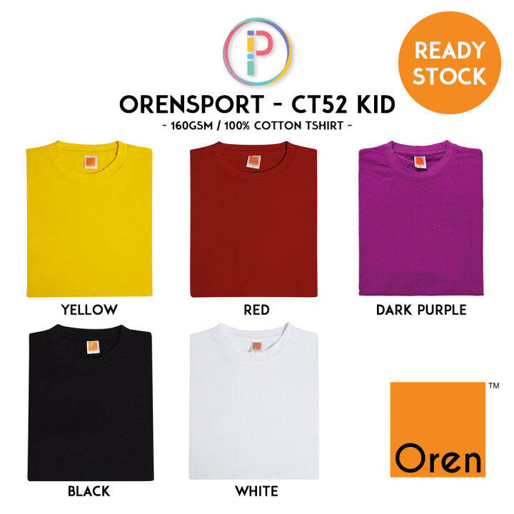 [Ready Stock] OREN SPORT Kid 100% Cotton Plain Round Neck T-shirt Baju ...