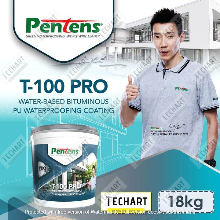 [TECHART] Pentens T-100 Pro Water-Based Bituminous PU Waterproofing Coating 18KG | Lazada