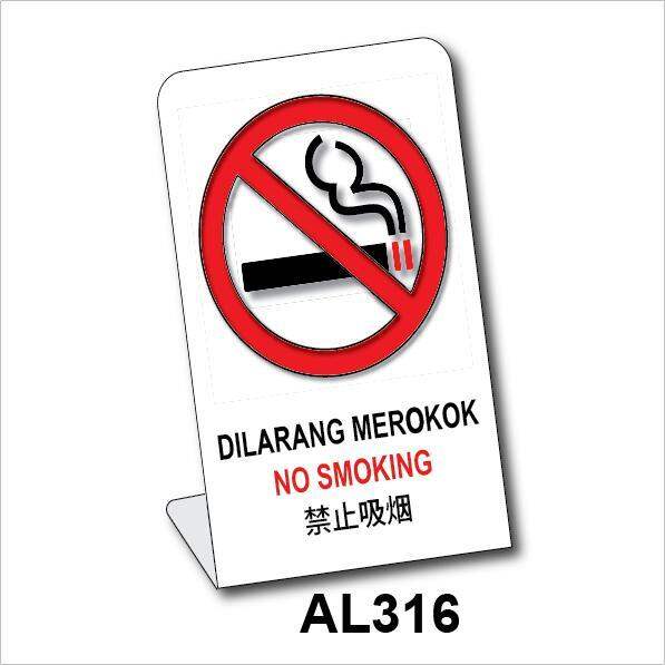 NO SMOKING / DILARANG MEROKOK ACRYLIC TABLE TOP SIGNS BOARD 105X160MM ...